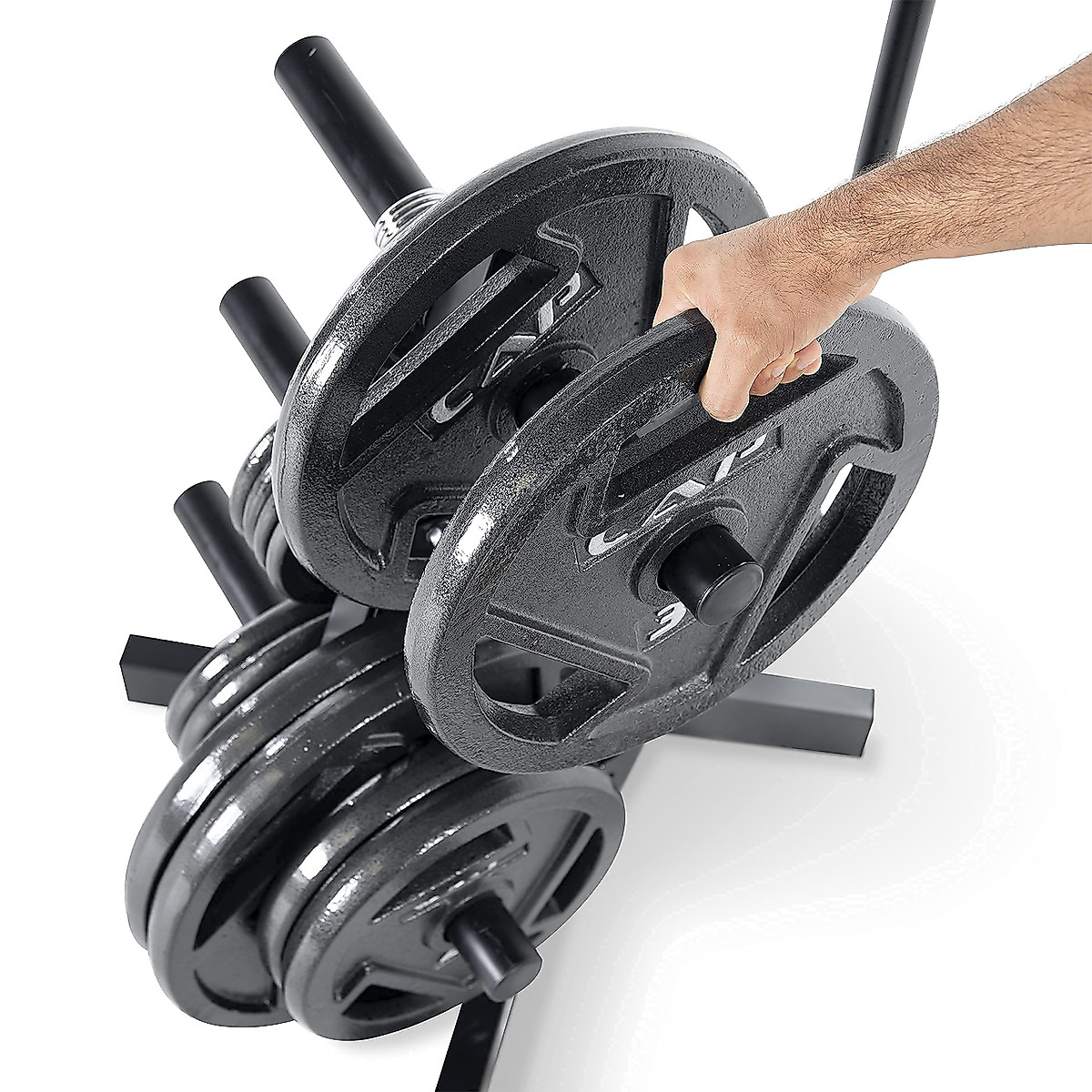 WF Athletic Supply Cast Iron 2-Inch Olympic Grip Plate for Strength Training, Muscle Toning, Weight Loss & CrossFit - Charcoal, 25LB, Set of 2