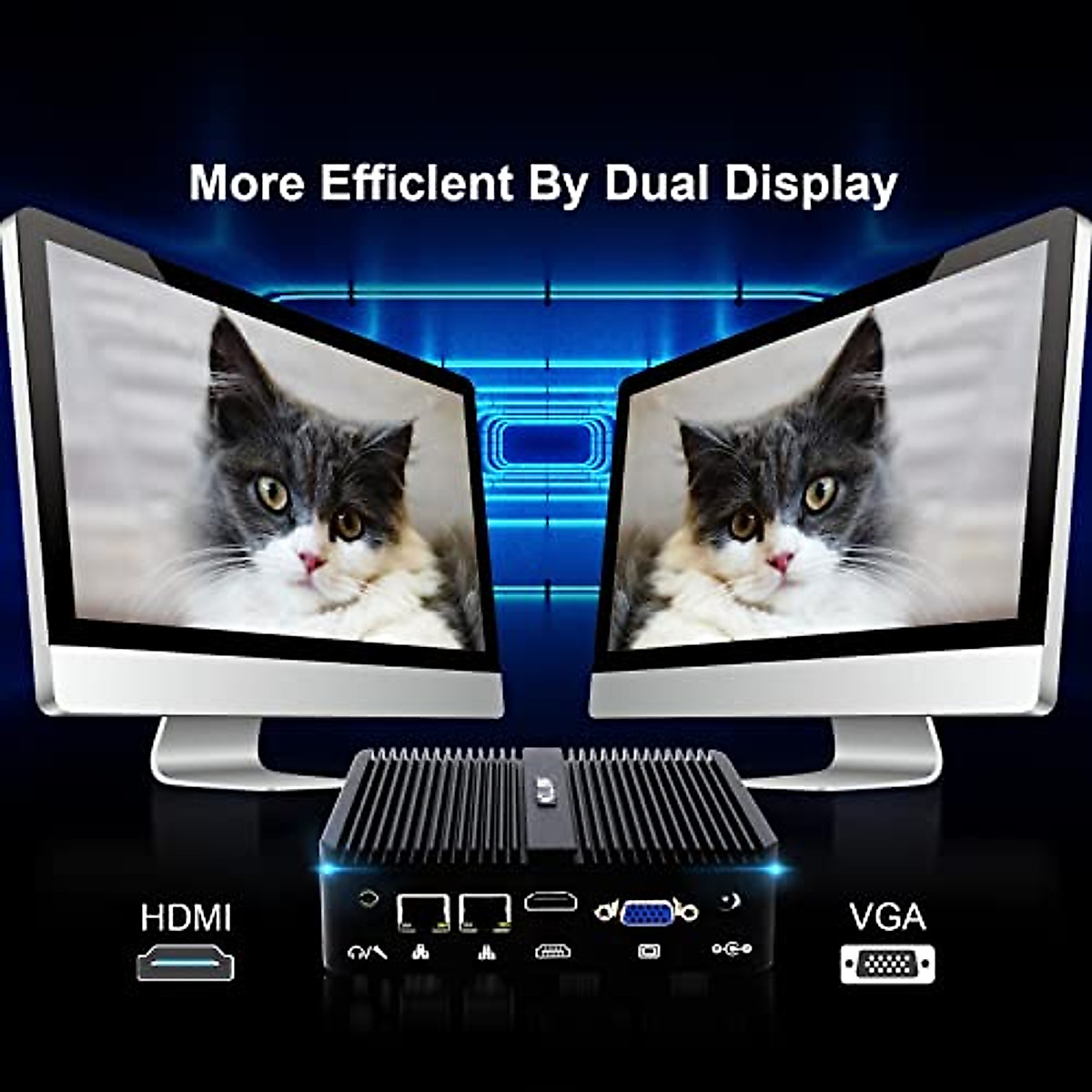 HISTTON Fanless Mini PC,Industrial PC Celeron J4125,DDR4 8GB RAM 128GB SSD,Micro PC,Dual LAN,WiFi,BT4.0,Industrial Mini PC with 2 RS232 COM,HDMI/VGA Port,2xUSB3.0,Mini Desktop Computer Windows 10 Pro