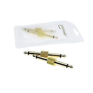 Amavoler Professional Guitar Pedal Coupler, 1/4 inch TS Guitar Effects Pedal to Pedal Connector Straight Type (4 Pack) (Gold)