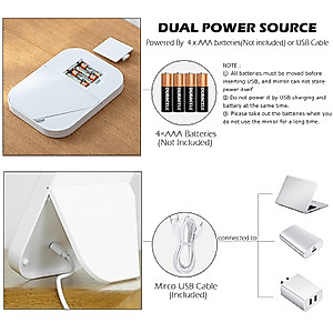 CERSLMO Makeup Mirror with Lights, Lighted Travel Vanity Mirror with 4 LED Tape-Lights, Dimmable Portable Desk Light up Cosmetic Mirror with Touch Screen Switch, Batteries or USB Operated, White