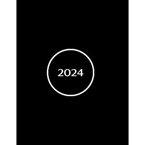 Daily Planner 2024 One Page Per Day: Page A Day To View With Calendars From January 2024 To December 2024 - black Cover