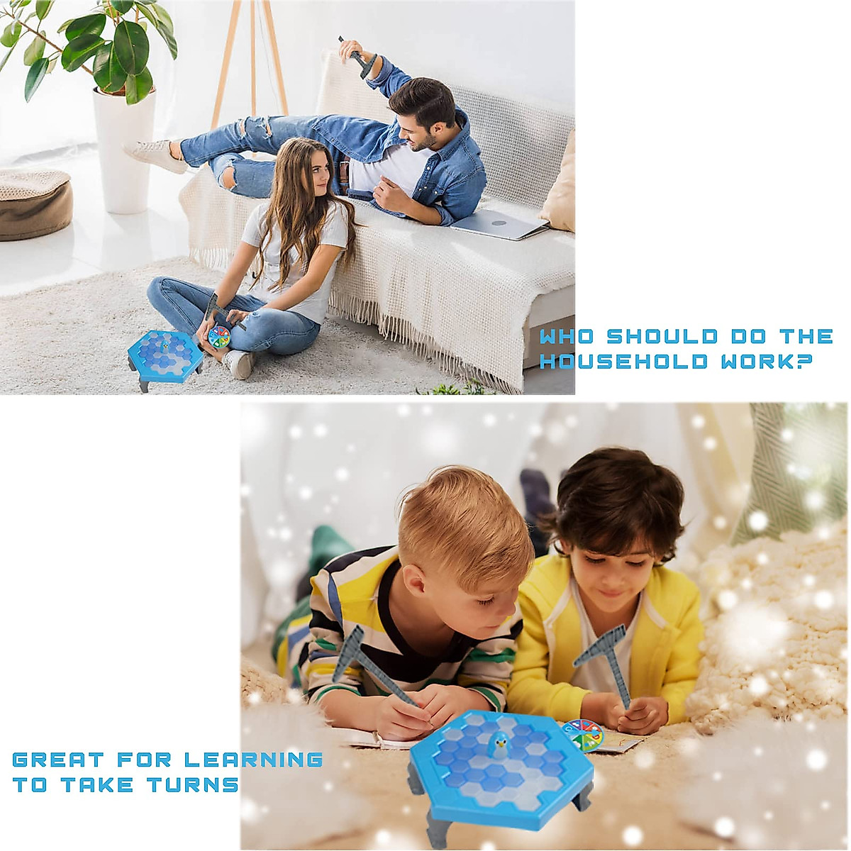 Save Penguin Break Ice Frozen Game for Kids, Meroqeel Protect The Iceberg Penguins Trap on Ice Icebreaker Board Games Toy for Adults Family Childrens Kid Ages 4-8 with Replacement Cubes and Hammer