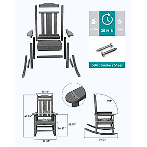 SERWALL Outdoor Rocking Chair Gray