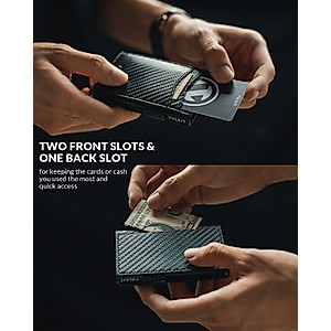 VULKIT Men's Slim Wallet Pop Up Card Holder RFID Blocking Metal Wallet Minimalist Design Holds Up to 11 Cards