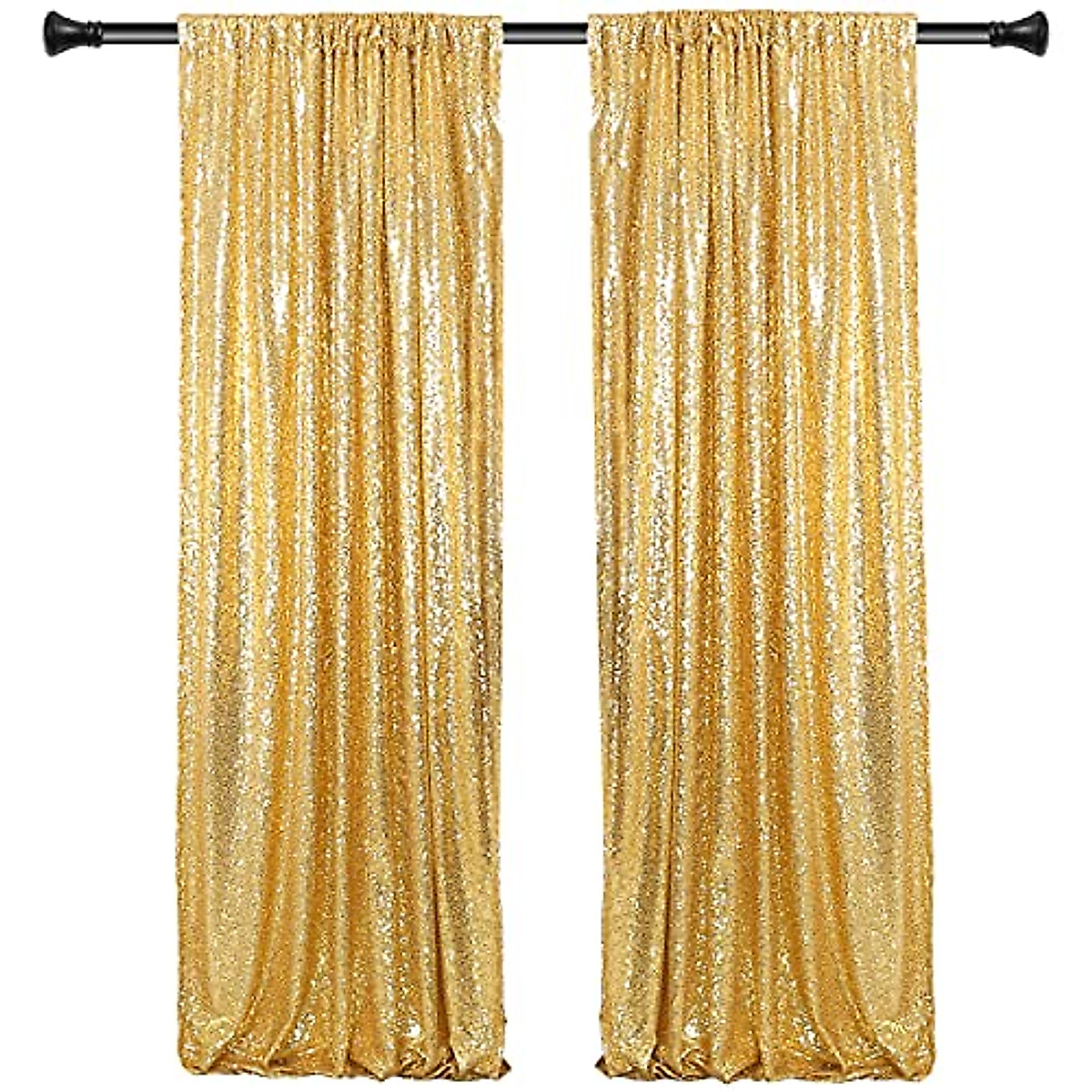 Trlyc Sequin Curtains Backdrops Glitter Gold Backdrop 2 Panels 2FTx8FT