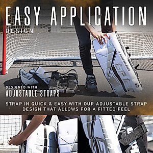 Franklin Sports NHL Kids Street Hockey Goalie Pads Set - Kids Hockey Training Equipment - Includes Block Pad, Catch Glove, and Goalie Pads,Black/White