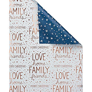 American Greetings Christmas Reversible Wrapping Paper Bundle, Snowflake, Reindeer, Holiday Text (4 Rolls, 80 sq. ft.)