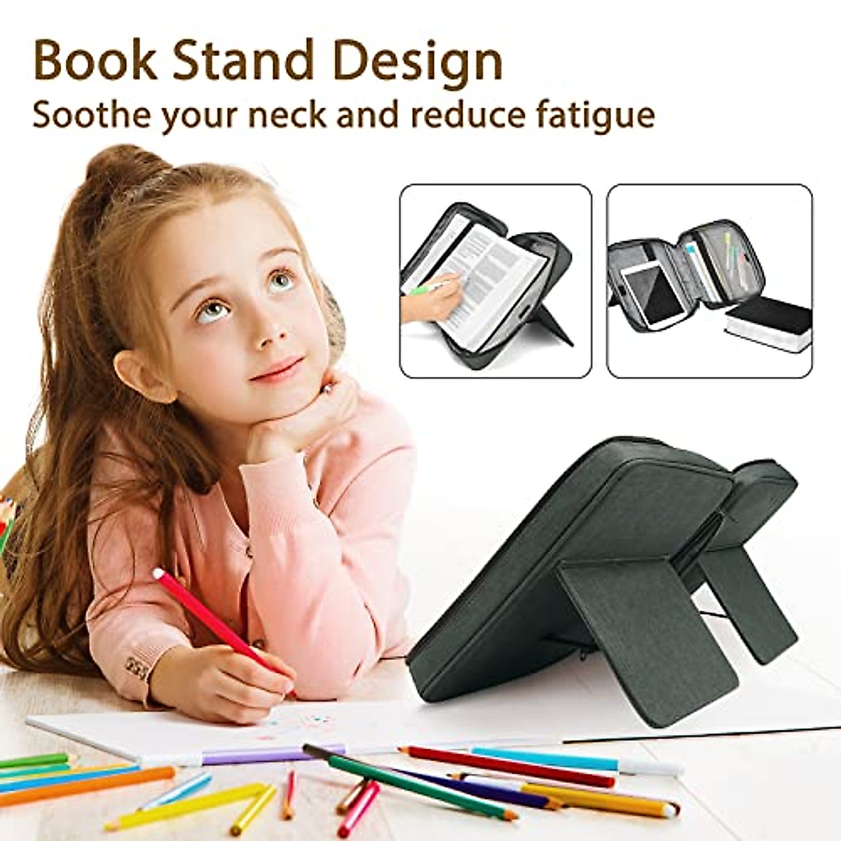 Bible Covers for Men & Women, Bible Case Carrying Church Bag with Book Stand, Bible Bag with Handle, Zipper and Multi-Pockets for Scripture Study Bible Protector, Deep Gray (Patent Pending)