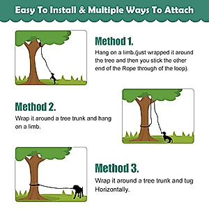 HOPET Dog Outdoor Bungee Solo Hanging Toy, Tether Tug of War Dog Toys for Pitbull Small Large Aggressive Chewers Dogs to Exercise, Durable Interactive Dog Tug Toy with Metal Spring Kit, Dog Rope Toys