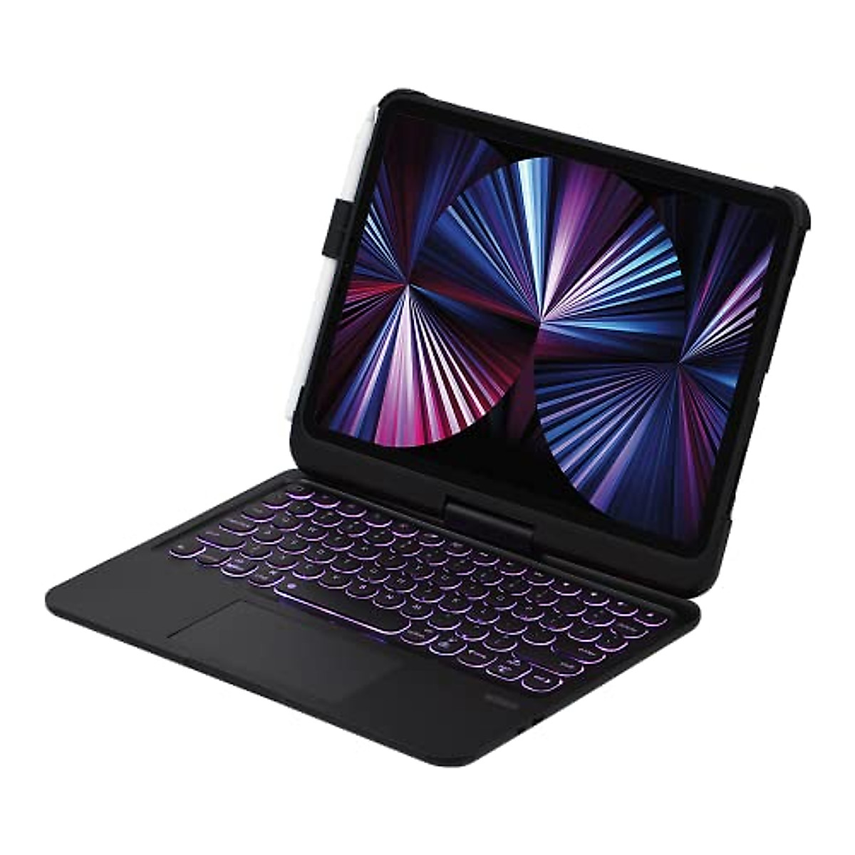 INI iPad Keyboard Case for iPad Air (5th & 4th Gen 2020, 10.9" 2022), iPad Pro 11" (3th & 2nd Gen) with Trackpad - 7 Color Backlit - 360° Rotatable Keyboards with Touchpad - Black