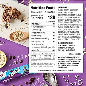 CLIF Kid Zbar Protein - Chocolate Chip - Crispy Whole Grain Snack Bars - Made with Organic Oats - Non-GMO - 5g Protein - 1.27 oz. (15 Pack)