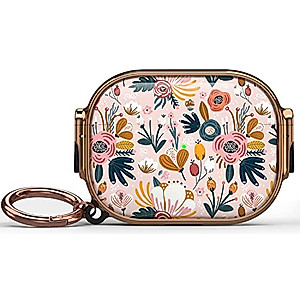 Maxjoy Case for Airpods Pro Case Cover(2nd/1st Generation), Flower AirPod Pro 2 Case for Women Men with Keychain Protective Case for AirPods Pro