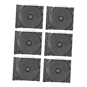 CIYODO 6pcs Casing Sleeve Binders Discs Black Clear Case and Cases Protects Portable Square Protective Tray Clam Nonwovens Holder Holders Against Color Assembled CD for