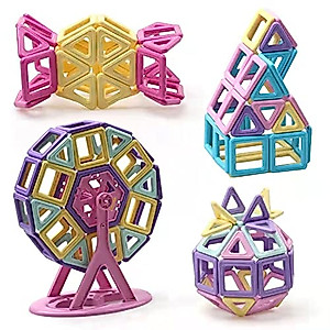 Magnetic Toys Magnet Tiles -3D Macaron Colors Learning & Development Building Blocks, Preschool Educational Construction Kit for Boys Girls Toddlers Gifts(30-Piece)-18