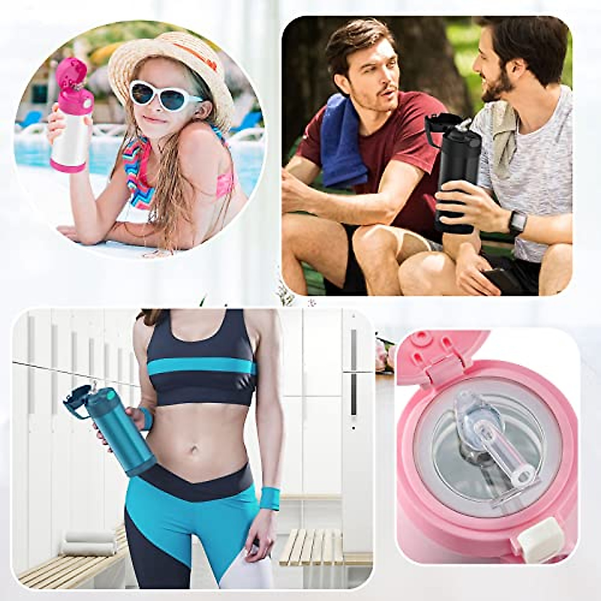 Replacement Straws for Thermos Funtainer Bottle, Straws Stem Set with Cleaning Brushes，Safe to use for Adult/Children (6-pack)