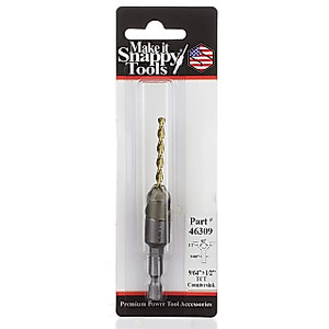 Make it Snappy Tools 9/64 Inch x 1/2 Inch Tungsten Carbide Tipped Countersink with TiN Coated Parabolic Flute Twist Drill #46309