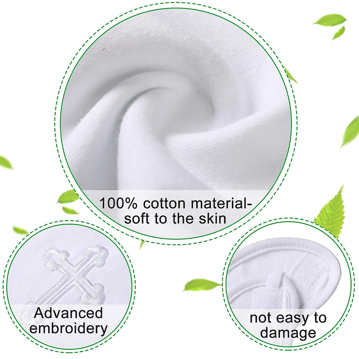 Jiuguva 4 Pcs Baptism Bibs and Socks Set Christening Bib for Baby White Embroidered Cross Baptism Outfit for Boy Girl(7.9 x 11 Inch)