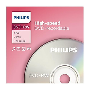 PHILIPS PHOV-RW4754JC Blank DVD-RW Media Box 5 Pieces, Packaging May Vary