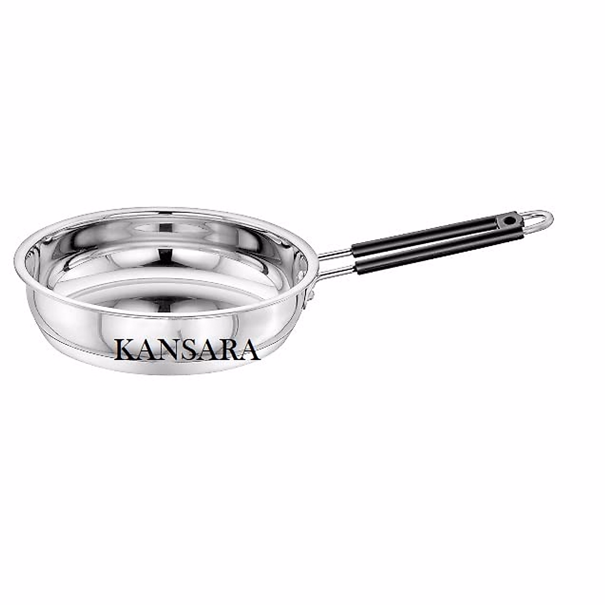 Kansara Stainless Steel Frying Pan Tri-Ply Steel Skillet Cookware for Kitchen Restaurant Deep Frying Pan Large Wok Professional Grade Pan-Composite Pan Cooking Frying Pan (Silver) (8.5 Inch Fry Pan)
