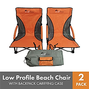 Chill Time Beach Chair, 2-Pack – Lightweight, Heavy Duty Outdoor Folding Chairs, Portable Backpack Carrying Case Included, Padded Armrests & Backrests, Durable Steel Frame Holds up to 300 lbs, RPBC2P