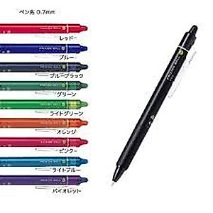 Pilot Frixion Ball Knock Retractable Erasable Gel Ink Pens,fine Point, 0.7 Mm - Black Ink- Value set of 5 & 6 Gel Ink Pen Refill Pack