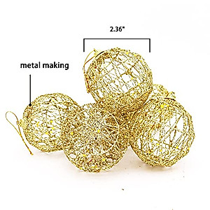 18 Pieces - 2.36" Golden Christmas Balls, Gold Glitter Glitter Christmas Tree Ornament Hanging Balls Ornament Window Decoration Set (2.36" Gold Balls - 18 pcs)