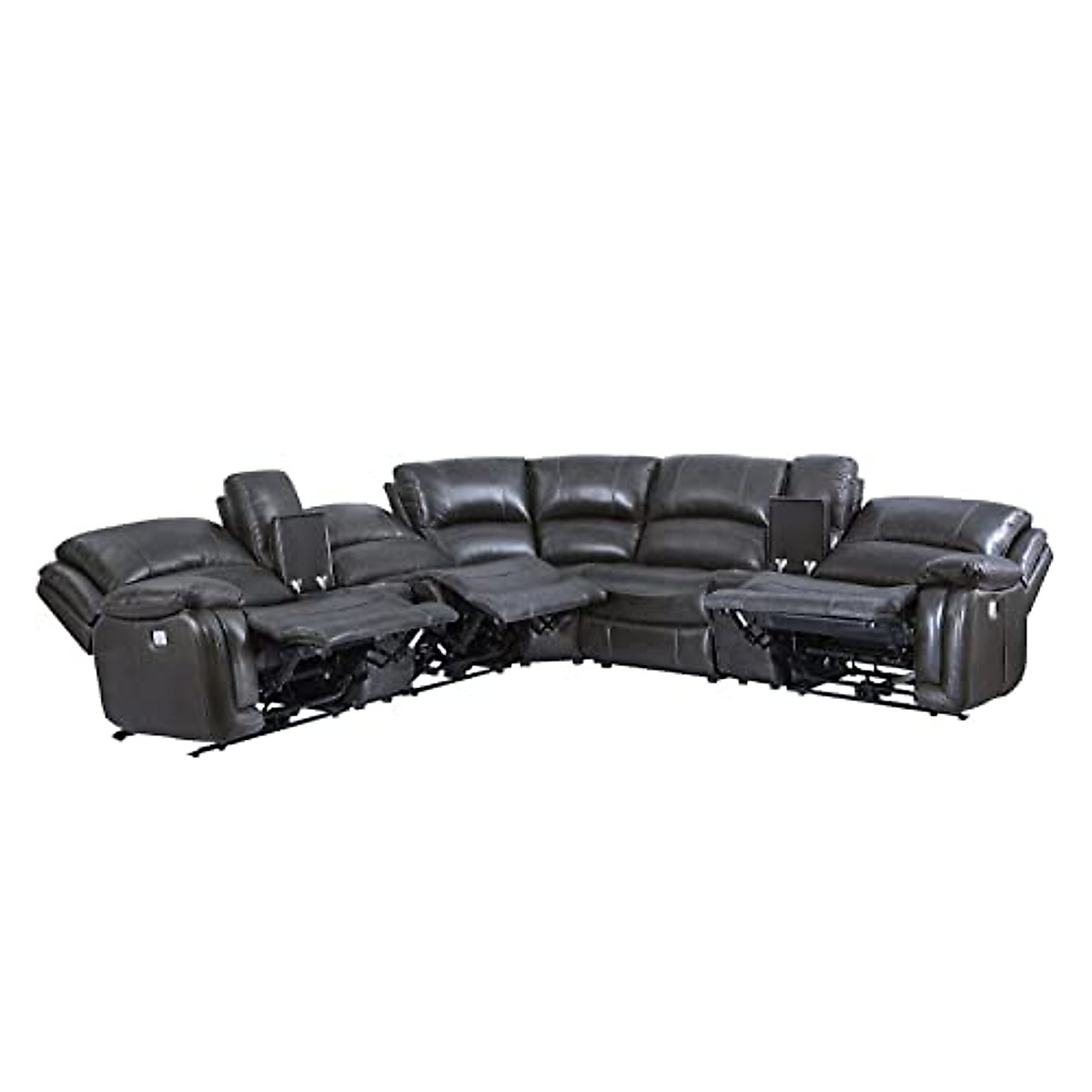 Steve Silver Denver 7 Piece Charcoal Leather Power Reclining Sectional