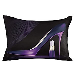 Maliyand Body Pillow Covers,Purple Lipstick and High Heel Black Decorative Pillow Cover Pillow Case Cushion Cover for Bed Sofa Couch Home Decor 20"x30"