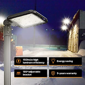 DEMILARE 150W Parking Lot Light Quick Installation Dusk to Dawn Led Shoebox Lights with Slip Fit Mount 100-277V Street Pole Lights 5000K IP65 Waterproof Outdoor Lighting for Stadium, Barn, Road