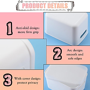 BBTO 8 Pcs White Plastic Storage Bins with Lids Organizing Container with Handle Stackable Containers for Organizing Including Labels and Marker for Table Organization, 10.2 x 7.3 x 6.5 Inch