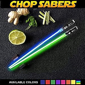 LIGHTSABER CHOPSTICKS LIGHT UP STAR WARS LED Glowing Light Saber Chop Sticks REUSABLE Sushi Lightup Sabers Bright LEDs - 8 Color Modes - 2 Pairs