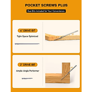 YaaYii Pocket Hole Screws #8 x 1 Inch, 700 PCs Value Pack Wood Screws - Coarse Thread - Washer Head - Square Drive - Self Tapping - Zinc Plated for Rust Resistant, Two Extra Drive Bits Included