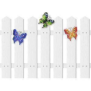 Metal Butterfly Wall Decor 3D Butterfly Wall Art Hanging Sculpture for Indoor Outdoor Office Home Living Room Bedroom Bathroom Garden Porch Patio Fence 8.1" L x 8.3" H(3 Butterflies)