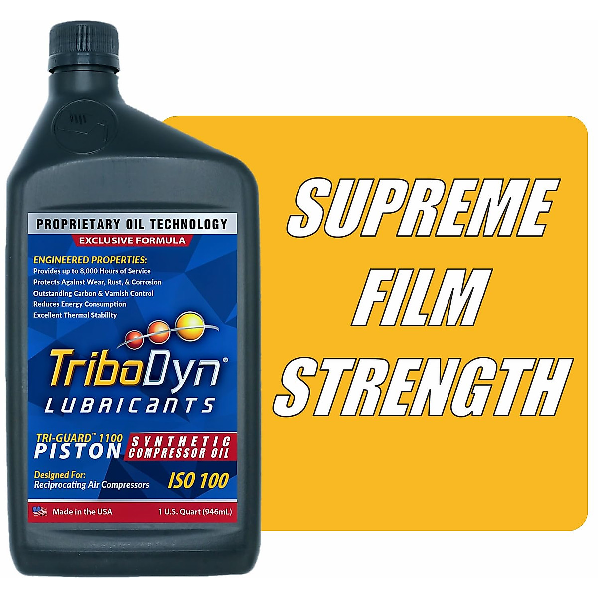 TriboDyn Tri-Guard 1100 ISO 100 Piston Synthetic Air Compressor Oil (1 Quart)