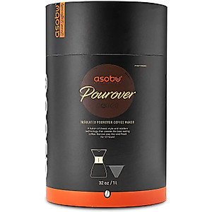 asobu Insulated Pour Over Coffee Maker (32 oz.) Double-Wall Vacuum, Stainless-Steel Filter and Take on the Go Carafe (Burgundy)