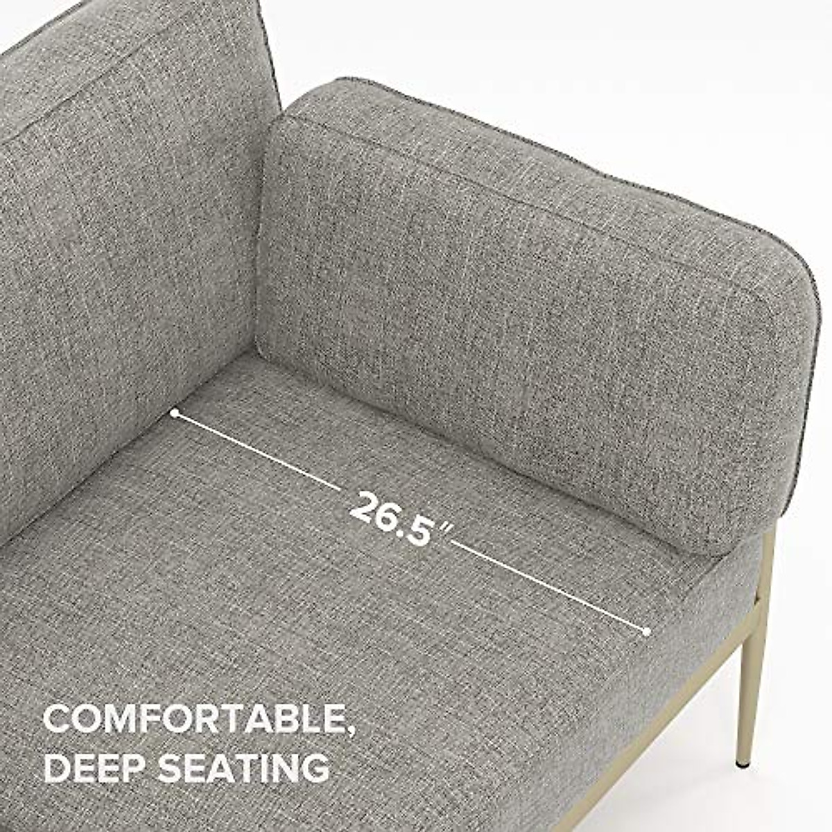 ZINUS Janelle Gold Metal Loveseat / Steel Framework with Upholstered Cushions / Easy Assembly