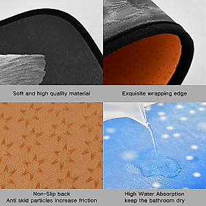 ALAZA Elephant Animal Black Non Slip Kitchen Floor Mat Set of 2 Piece Kitchen Rug 47 x 20 inches + 28 x 20 inches for Entryway Hallway Bathroom Living Roo