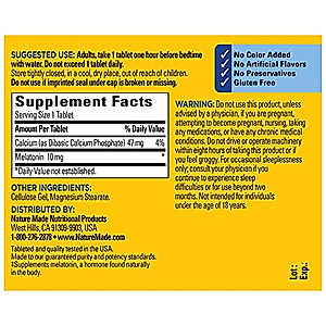 Nature Made Melatonin 10mg Extra Strength Tablets, 100% Drug Free Sleep Aid for Adults, 70 Count, 70 Day Supply