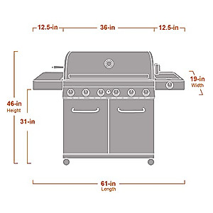 Monument Grills 77352 6-Burner Stainless Steel Cabinet Style Propane Gas Grill with LED Controls, Side Burner, Built in Thermometer, and Rotisserie Kit