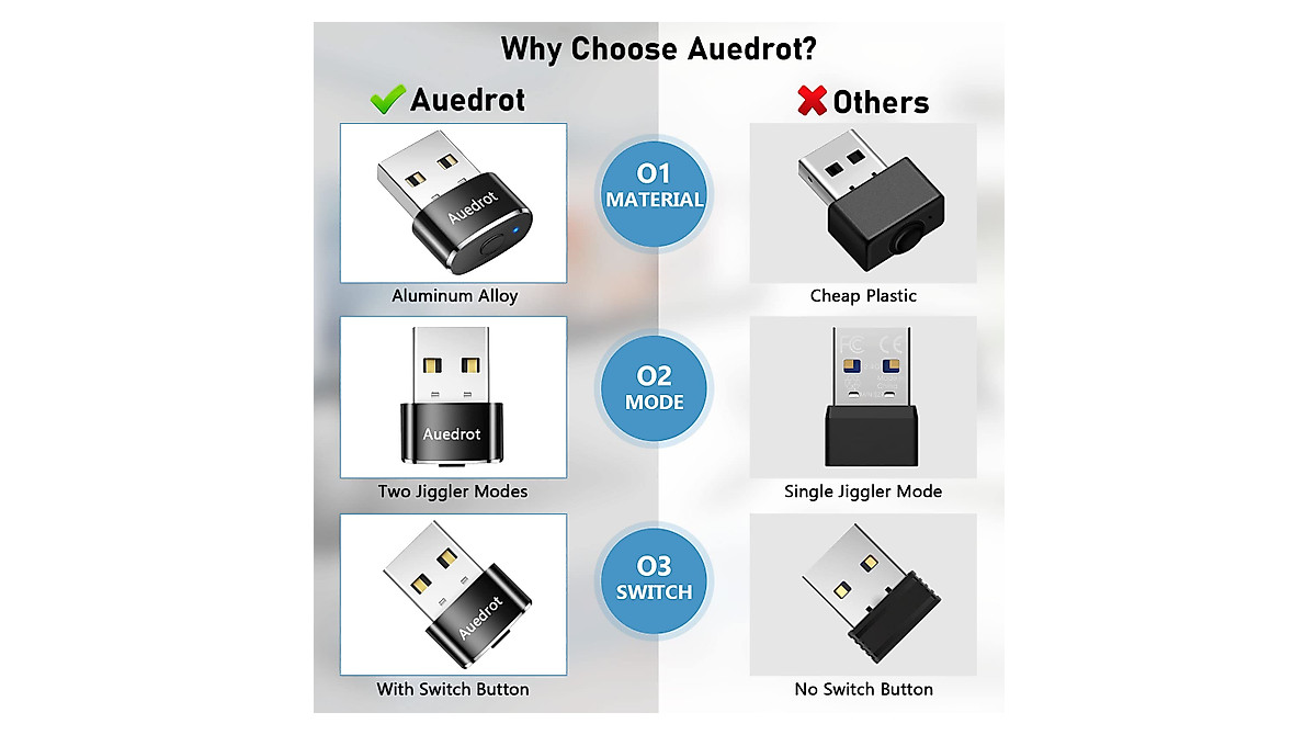 Mouse Jiggler Metal USB Device - Keep Your PC Awake Easily