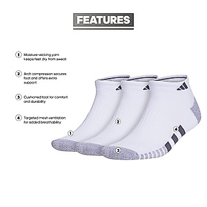 adidas Men's Cushioned Low Cut Socks (3-Pair), White/Grey/Onix Grey, X-Large