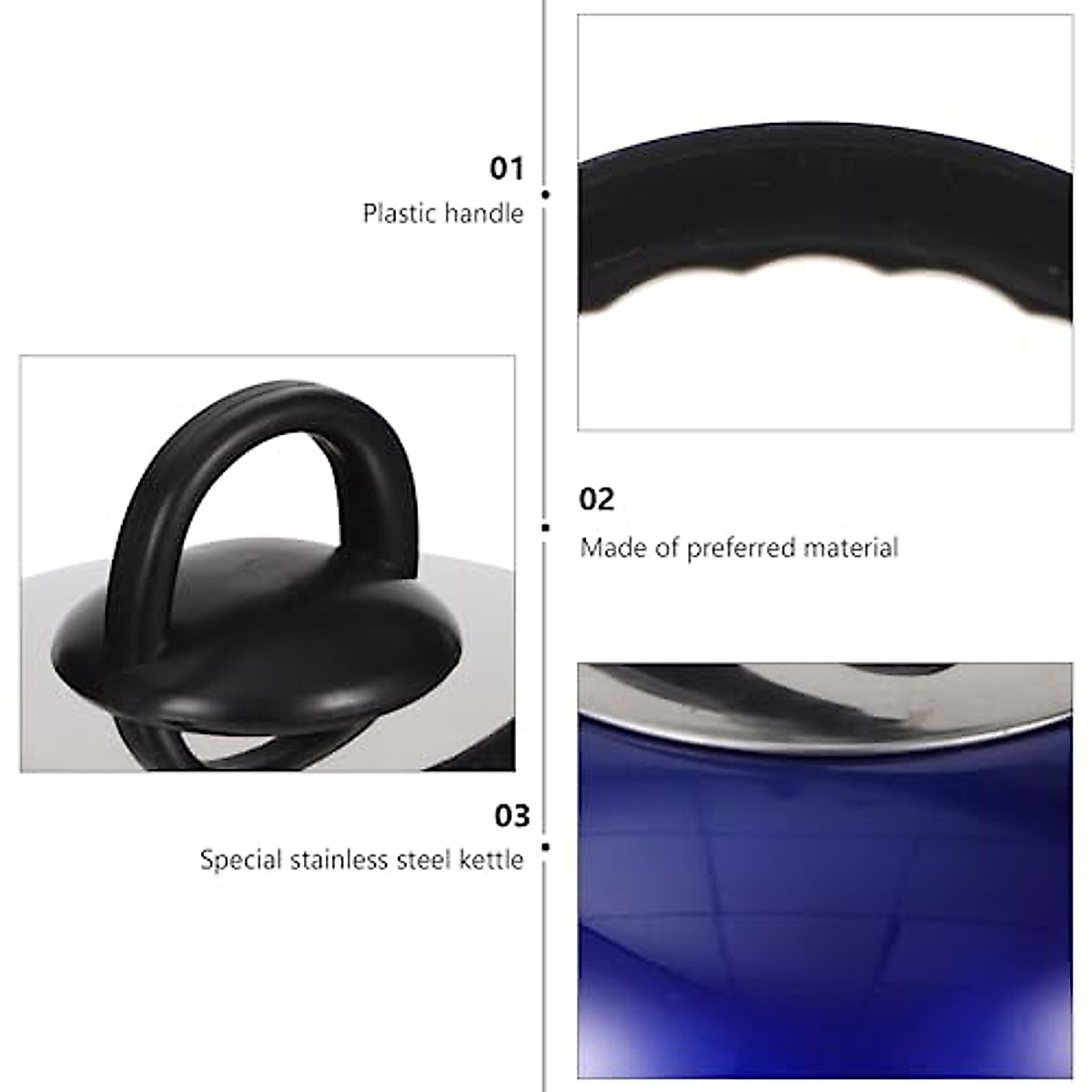 Whistling Tea Kettle Stainless Steel Tea Pot Tea Kettle Stovetop Whistling Kettle with Cool Grip Handle for for Kitchen Camping 3 Liter Gas Stove Teakettle