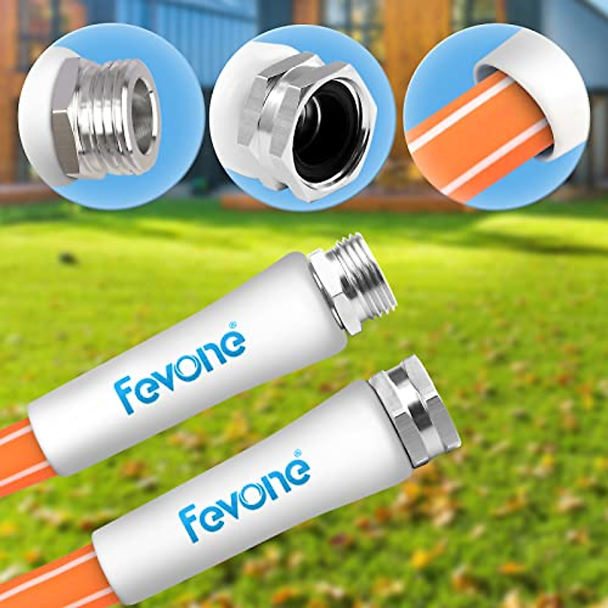 Fevone Garden Hose 25ft Heavy Duty Water Hose 5/8 Garden Hose 25 feet Flexible Garden Hose, Lawn & Garden Watering Equipment, 3/4 Solid Fittings, Drinking Water Safe