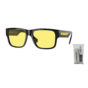 BURBERRY Knight BE4358 300185 57MM Black/Yellow Square Sunglasses for Men + BUNDLE With Designer iWear Eyewear Kit