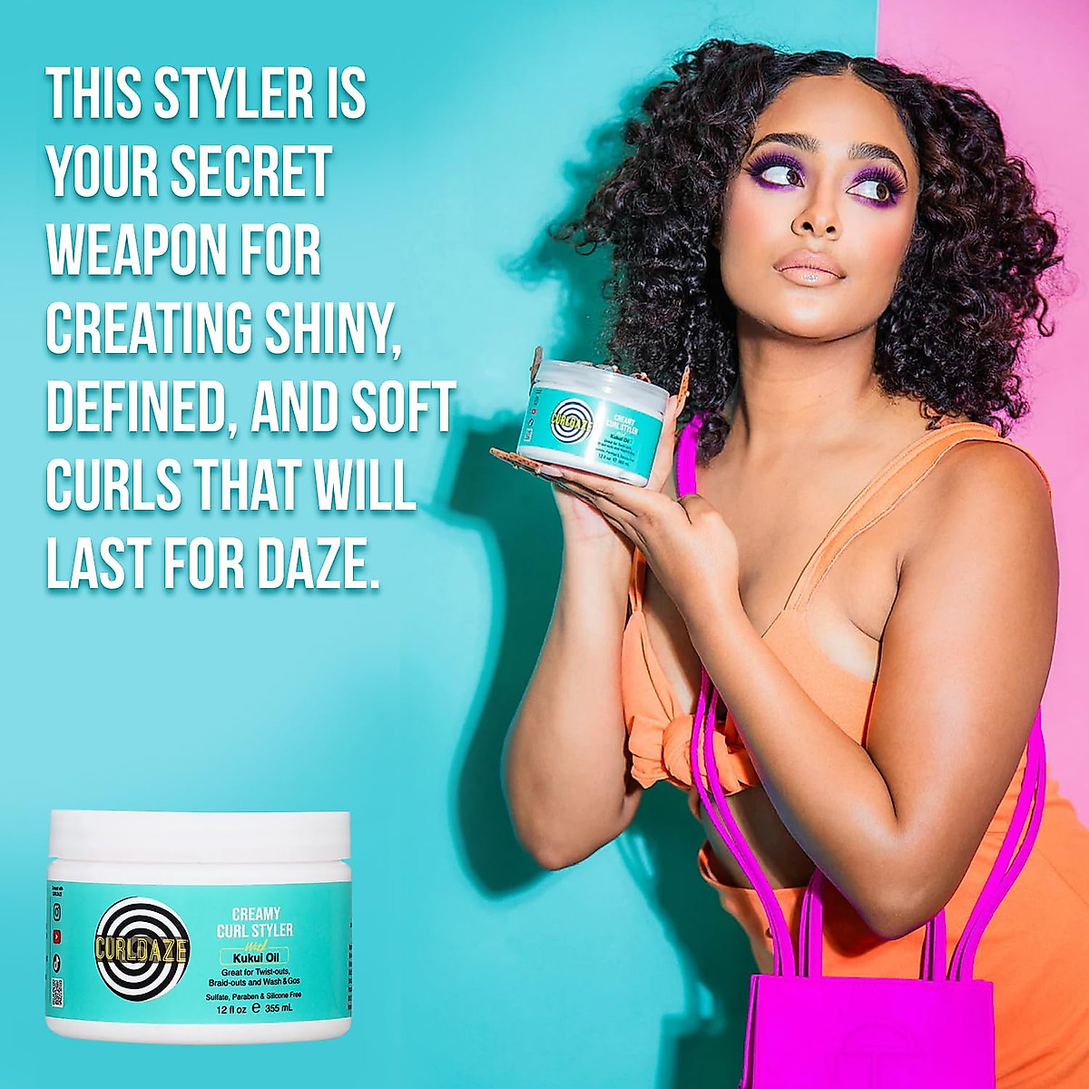 Curldaze Ultra Moisture Creme with Kukui Oil, Vitamins A, C, and E. Moisturizing and Styling Curl Creme for Curly Hair, Great for Twist-Outs, Braid Outs, Wash & Gos, Shines, Intensely Moisturizes