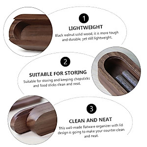 SHOWERORO Solid Wood Chopsticks Box Chopsticks Camping Holder Travel Silverware Travel Chopsticks with Case Silverware Case Chinese Chopsticks Black Walnut Solid Wood Fork Student Outdoor