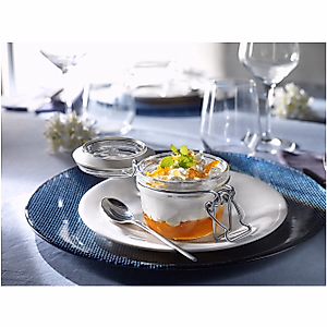 Bormioli Rocco Fido Jar with Blue Top, Set of 12, 6.75 oz, Clear