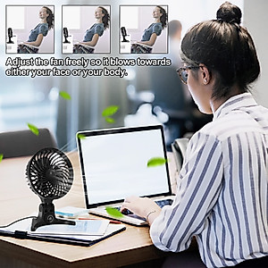 ZOEYEA USB Desk Fan, Strong Airflow Small Fan, Adjustable Rotation Desktop Table Cooling Fans with Plug-in USB Powered Cable, Quiet Personal Mini Fans for Home Office Travel