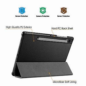 Fintie Slim Case for Samsung Galaxy Tab S6 10.5" 2019 (Model SM-T860/T865/T867), [Supports S Pen Wireless Charging] Tri-Fold Stand Cover Auto Sleep/Wake, Black