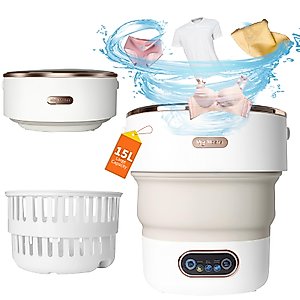 Portable Washing Machine 15L, Mini Washer with 4 Modes and Spin Basket, Large Capacity Laundry Washer Deep Cleaning for Underwear,Baby Clothes, Foldable Washing Machine for Apartments,Camping,Travel